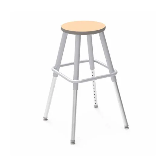 Stool- Height Adjustable with Wooden Seat