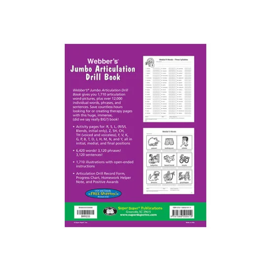 Webber's® Jumbo Articulation Drill Book - Speech Therapy